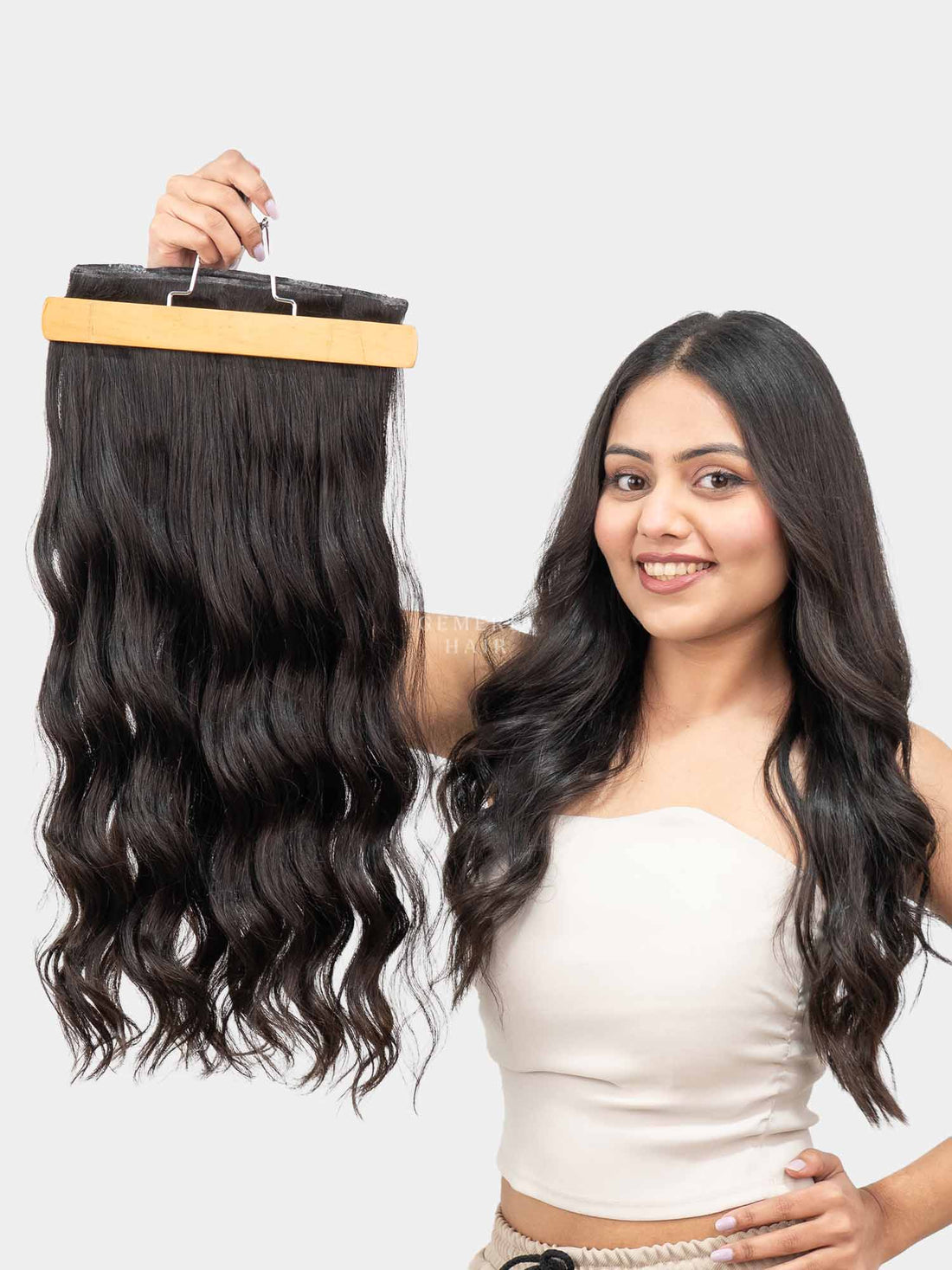 Seamless Natural Wavy 7-Set Hair Extension | Real Human Hair - Gemeria Hair