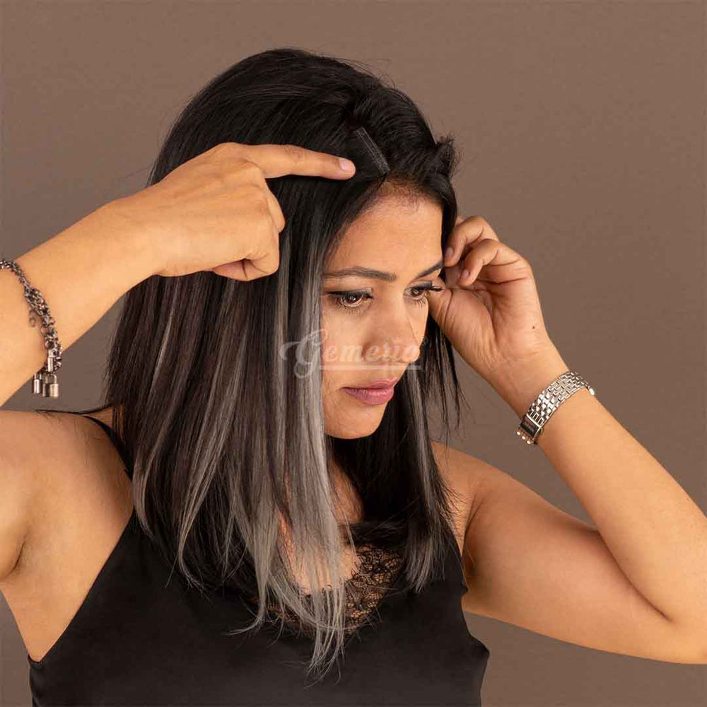 Grey Hair Highlights Clips Online | Colored Hair Extensions - Gemeria Hair